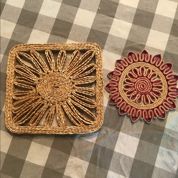 Accents | Set Of 2 Woven Straw Coasters | Poshmark